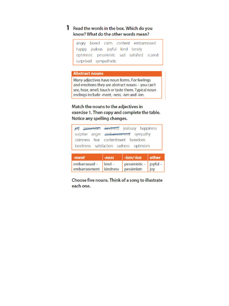 Vocabulary Feelings Unit 1 4thESO | PDF