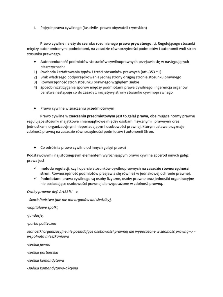 Skrypt Prawo Cywilne | PDF