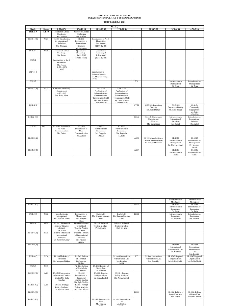 Final Time Table-Updated (7) | PDF