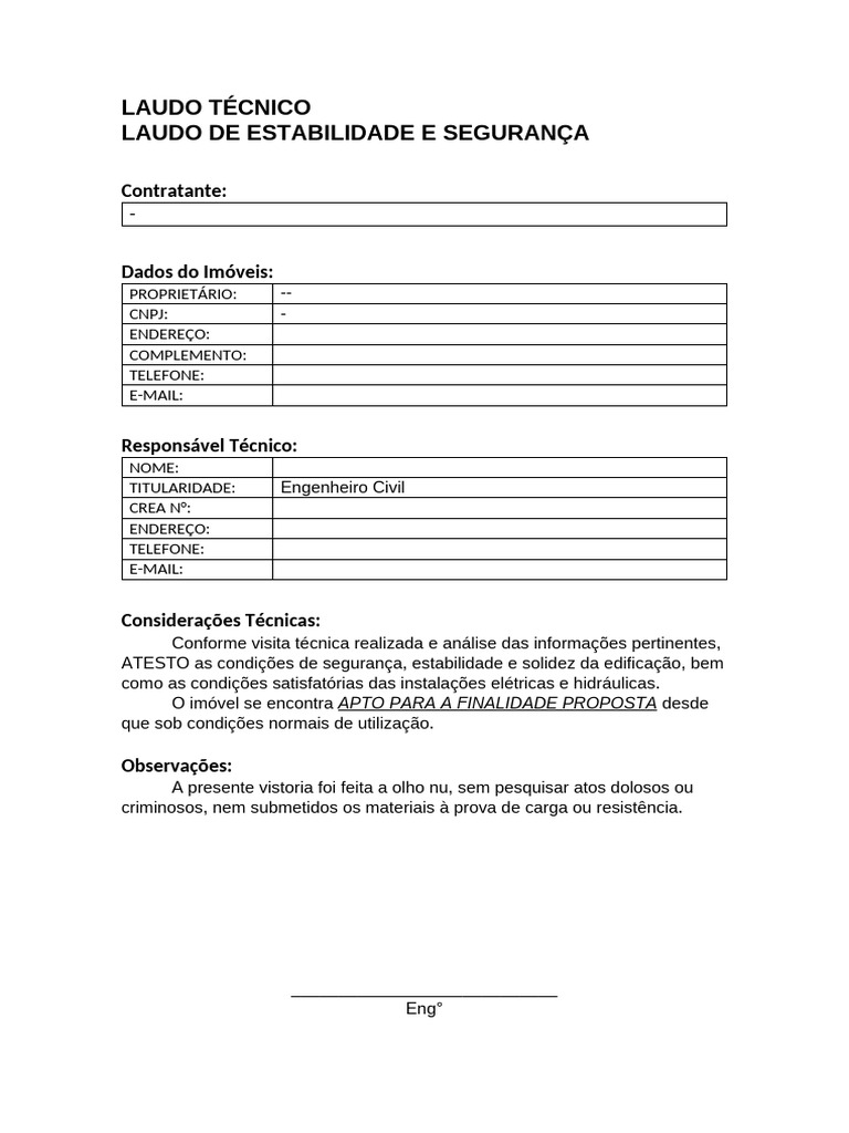 515671616 Laudo Tecnico de Seguranca e Estabilidade MODELO BASICO | PDF