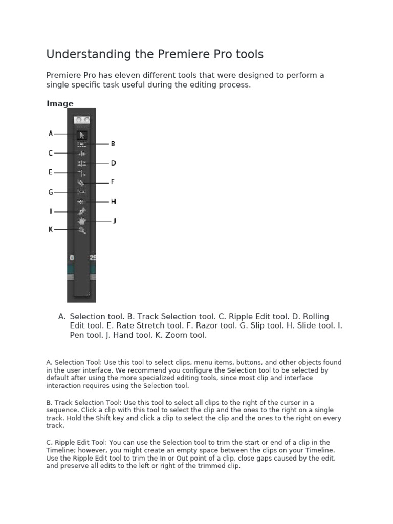 Understanding the Premiere Pro tools | PDF