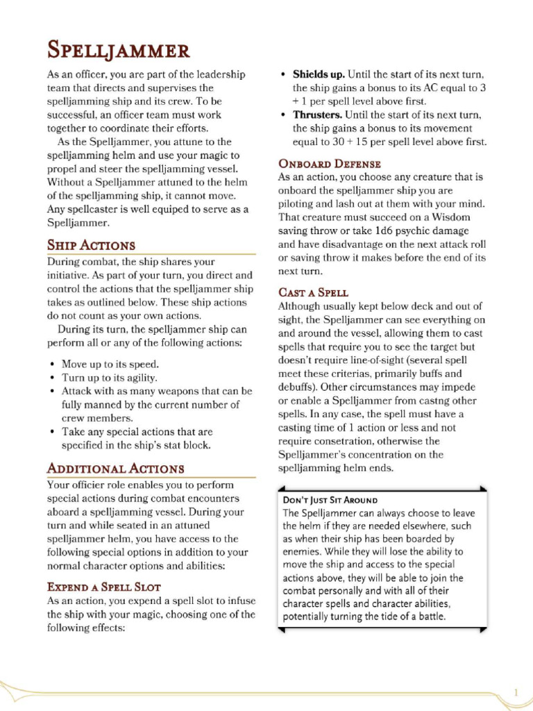 2843340-Spelljammer Combat Expanded Player Handout Officer Roles v1.0 Printer Friendly | PDF