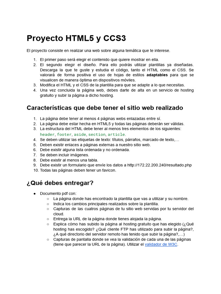 Proyecto HTML5 y CSS3 | PDF