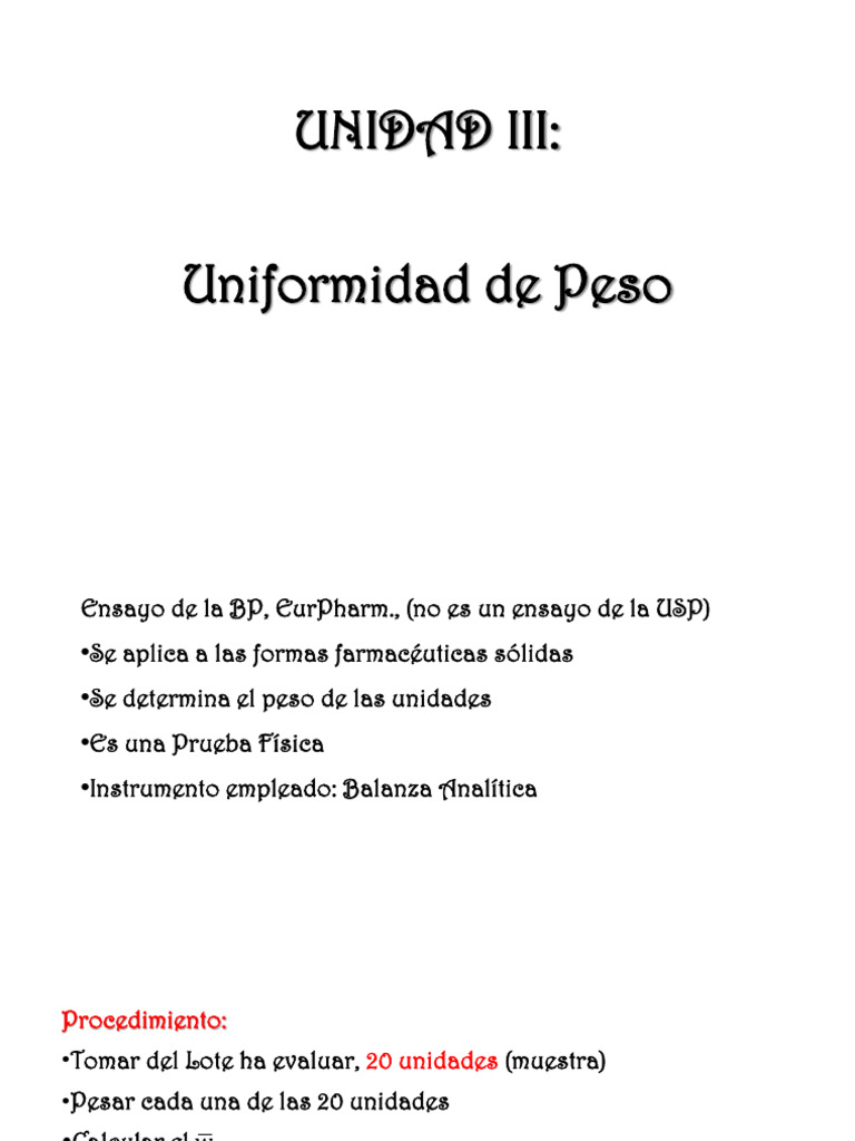 Pruebas de Uniformidad Farmacéutica | PDF | Desviación Estándar ...
