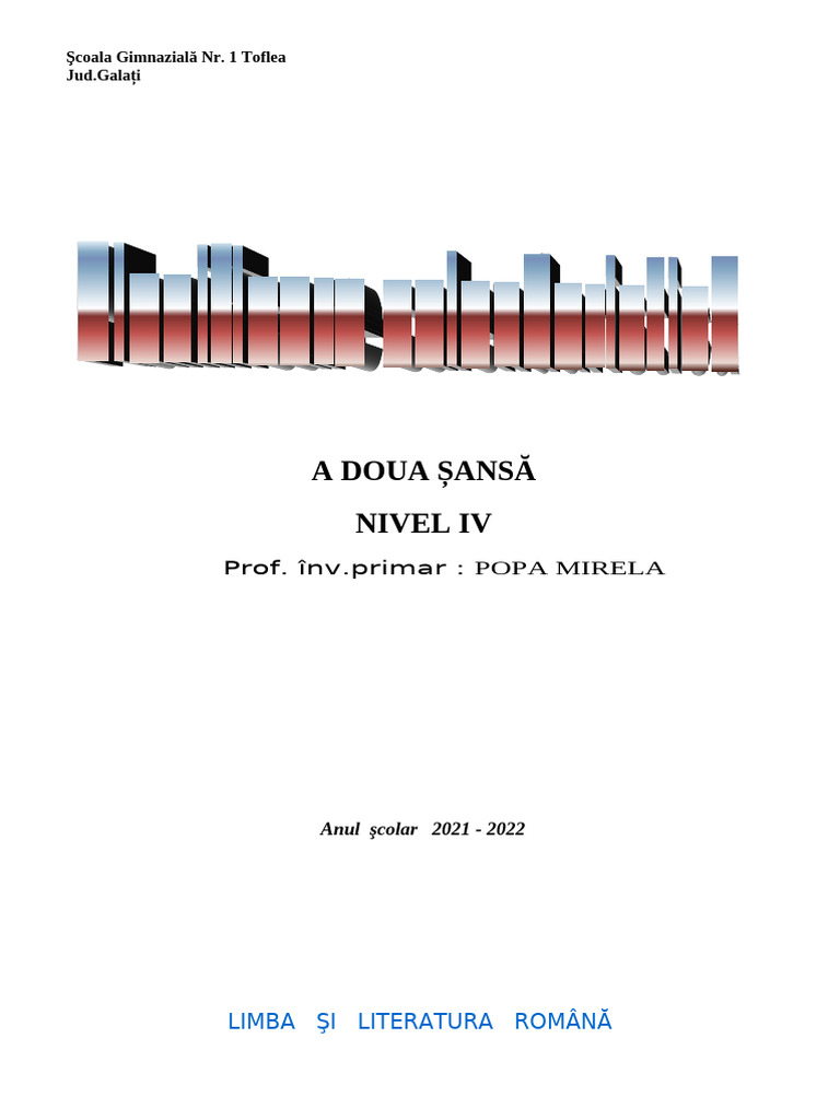 Planificare A Doua Sansa Nivel IV | PDF