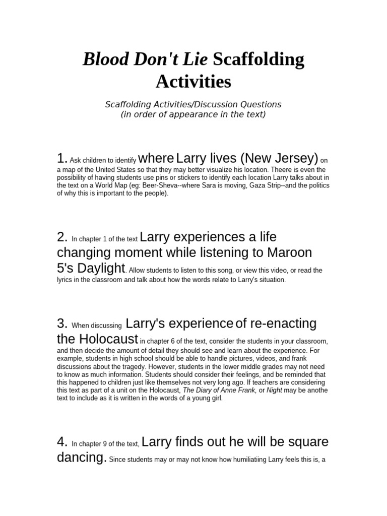 Scaffolding and Discussion Questions | PDF