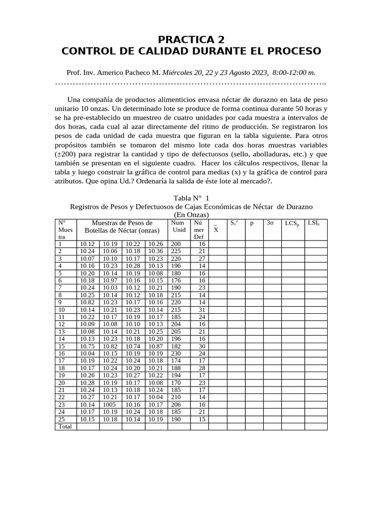 Practica Semana 6 Gráficos De Control Pdf