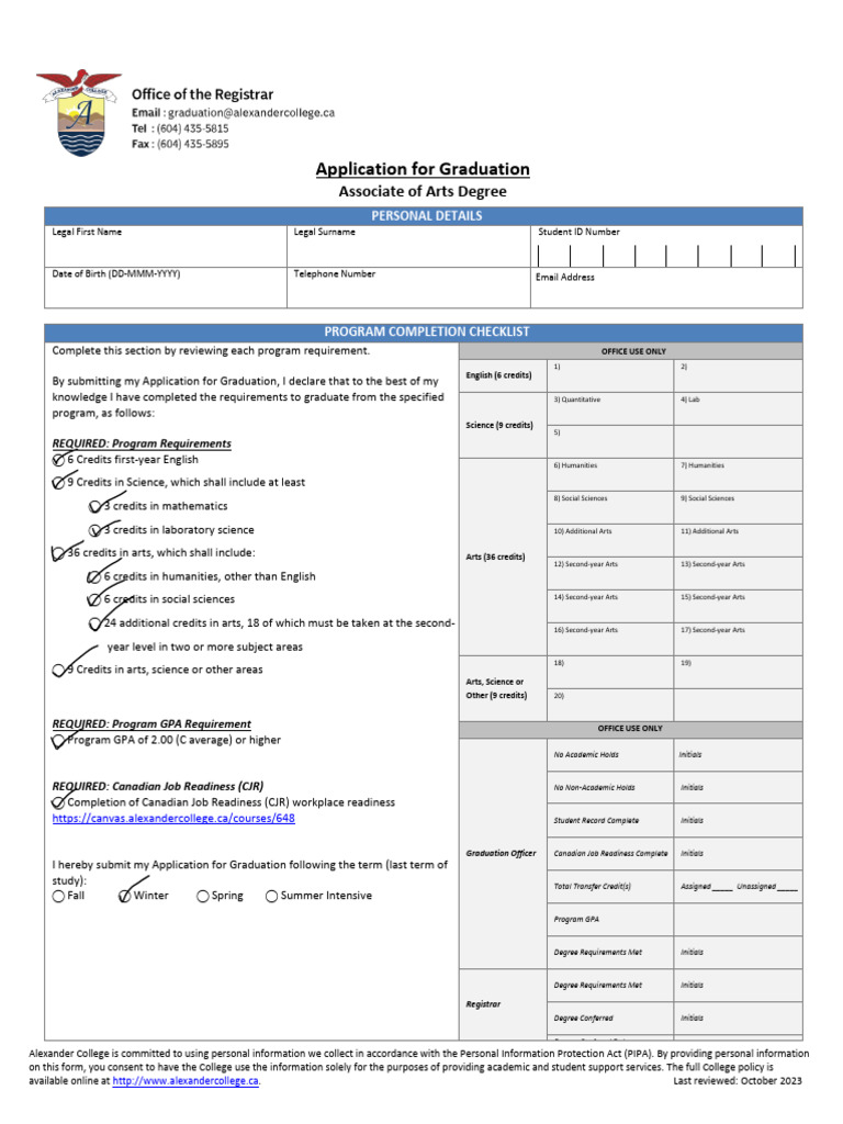 Application for Graduation AA Edited.pdf | PDF