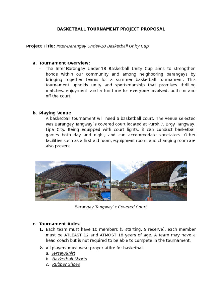 Basketball Tournament Project Proposal | PDF
