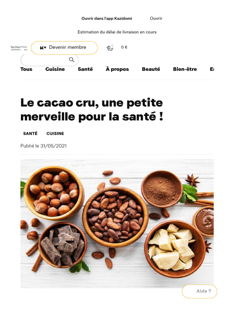 Le Cacao Cru Et Ses Nombreuses Vertus Insoupçonnées | PDF