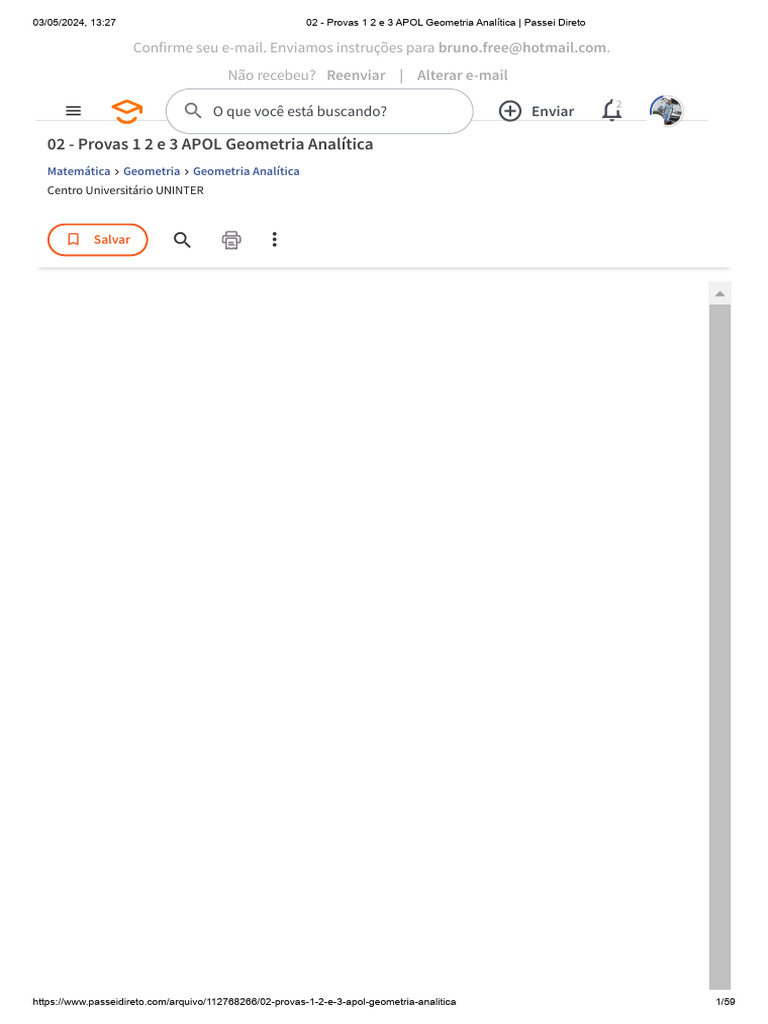 02 - Provas 1 2 e 3 APOL Geometria Analítica - Passei Direto | PDF
