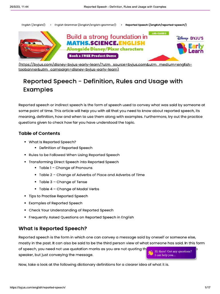 Reported Speech | PDF