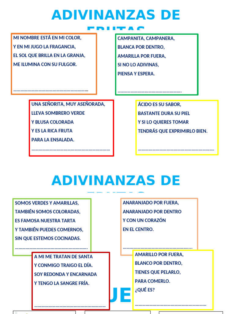 Adivinanzas Frutas | PDF