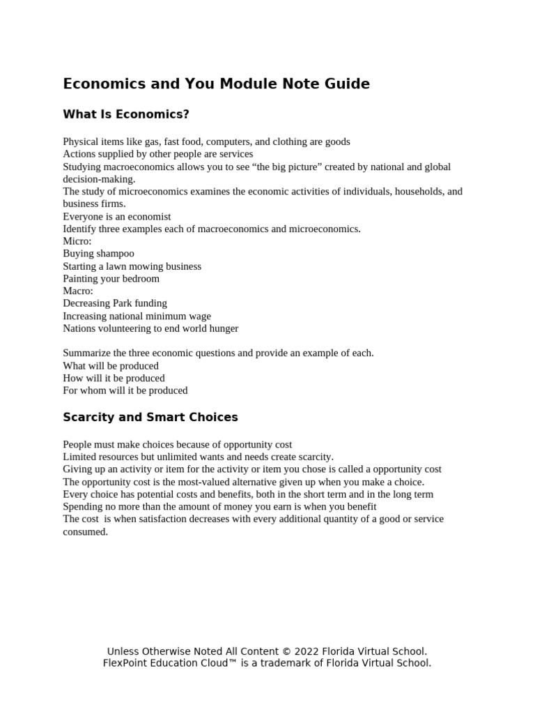 economics_and_you_module_note_guide | PDF
