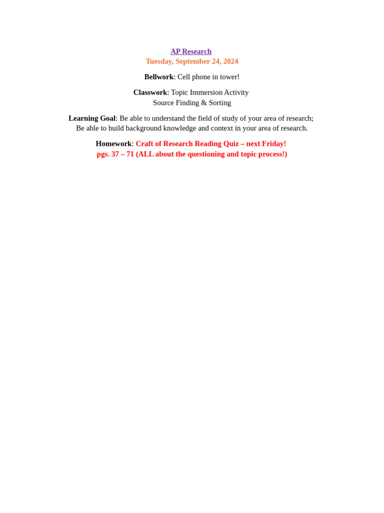 September 24 2024 Agenda AP Research | PDF