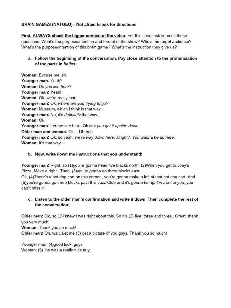 BRAIN GAMES (NATGEO) - Not Afraid To Ask For Directions (Guide) | PDF