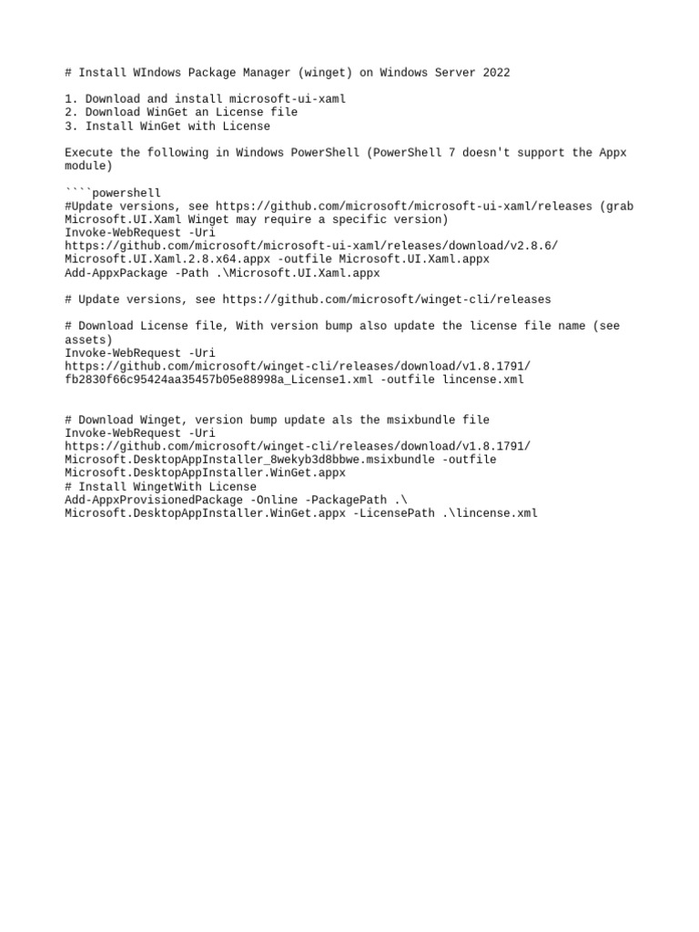 Instalar Winget No Windows Server 2022 | PDF