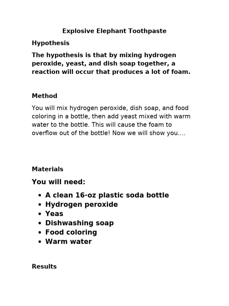Explosive Elephant Toothpaste | PDF