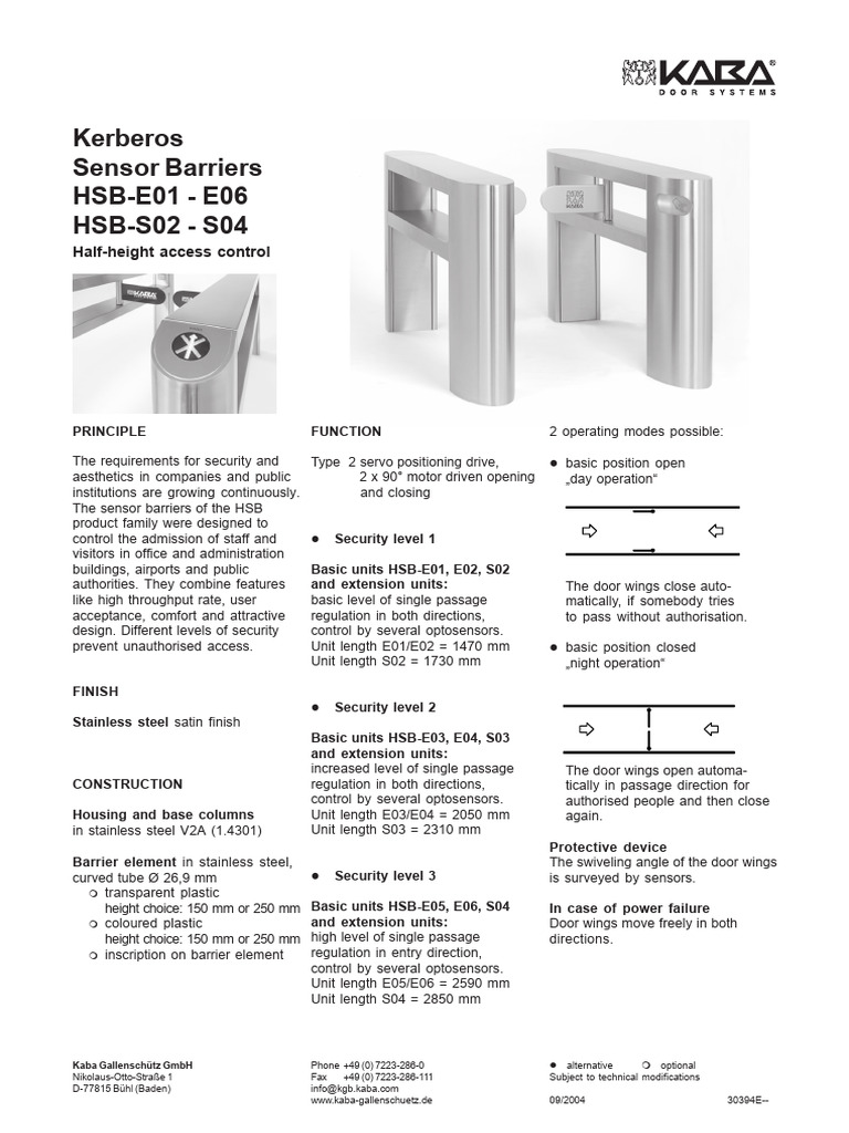 Kaba Kerberos HSB E01 E06 S02 S04 | PDF