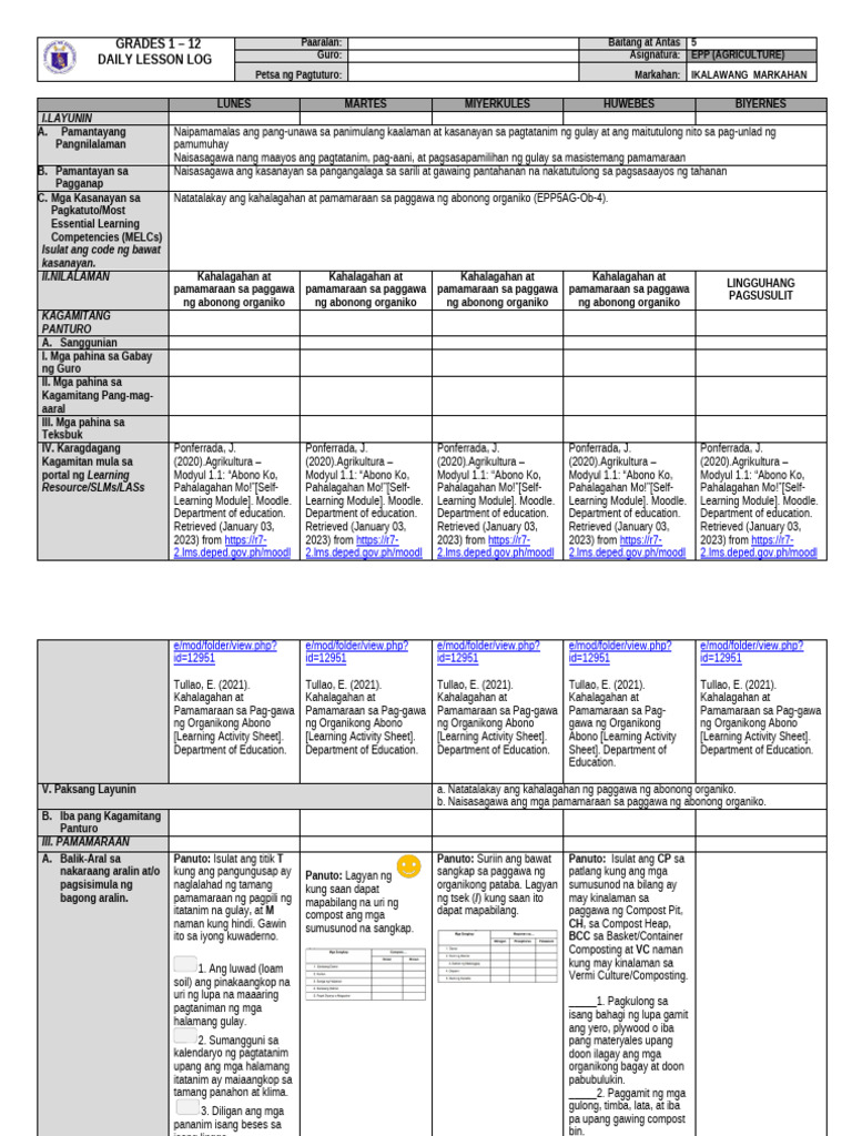 DLL - EPP Agriculture | PDF