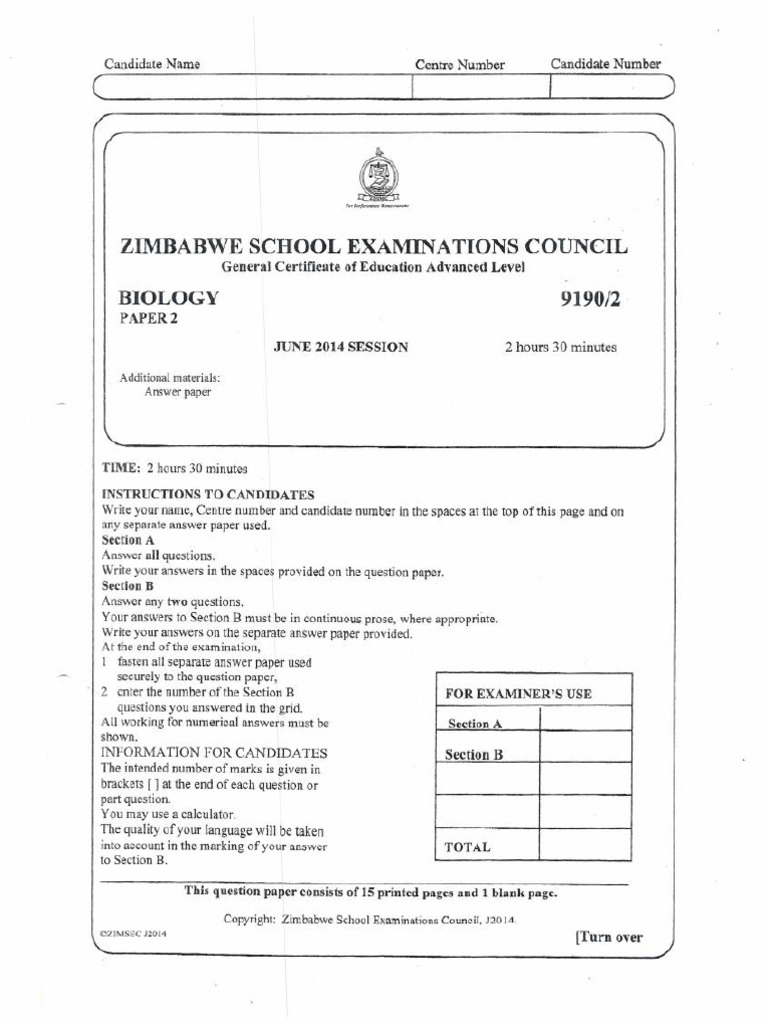 A Bio J 2014-2 | PDF