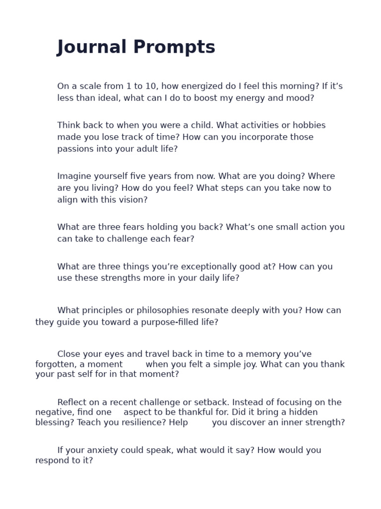 Journal Prompts for Structure | PDF