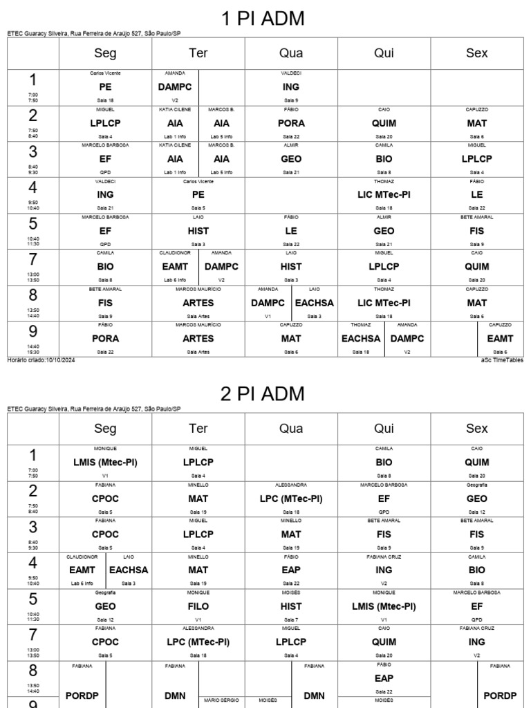 2024 2sem r11 Turmas | PDF