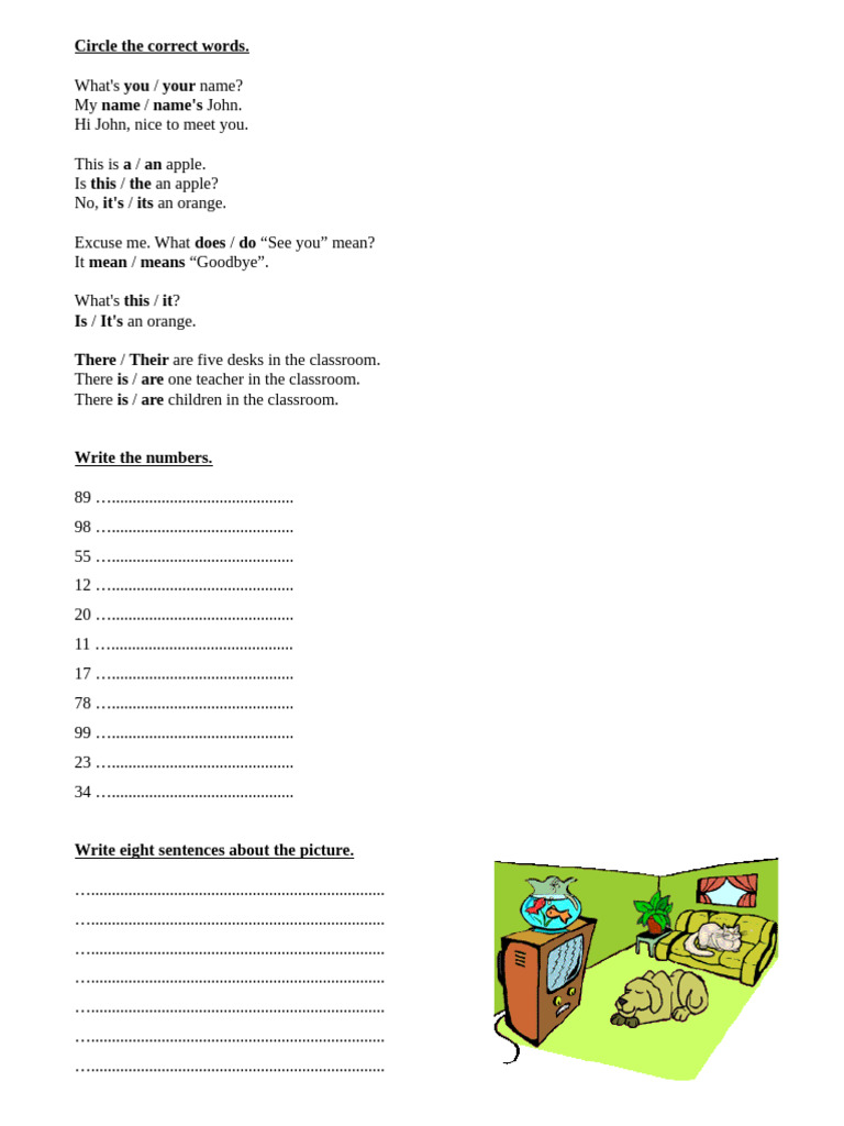 Exercises in English - Beginner A1 | PDF