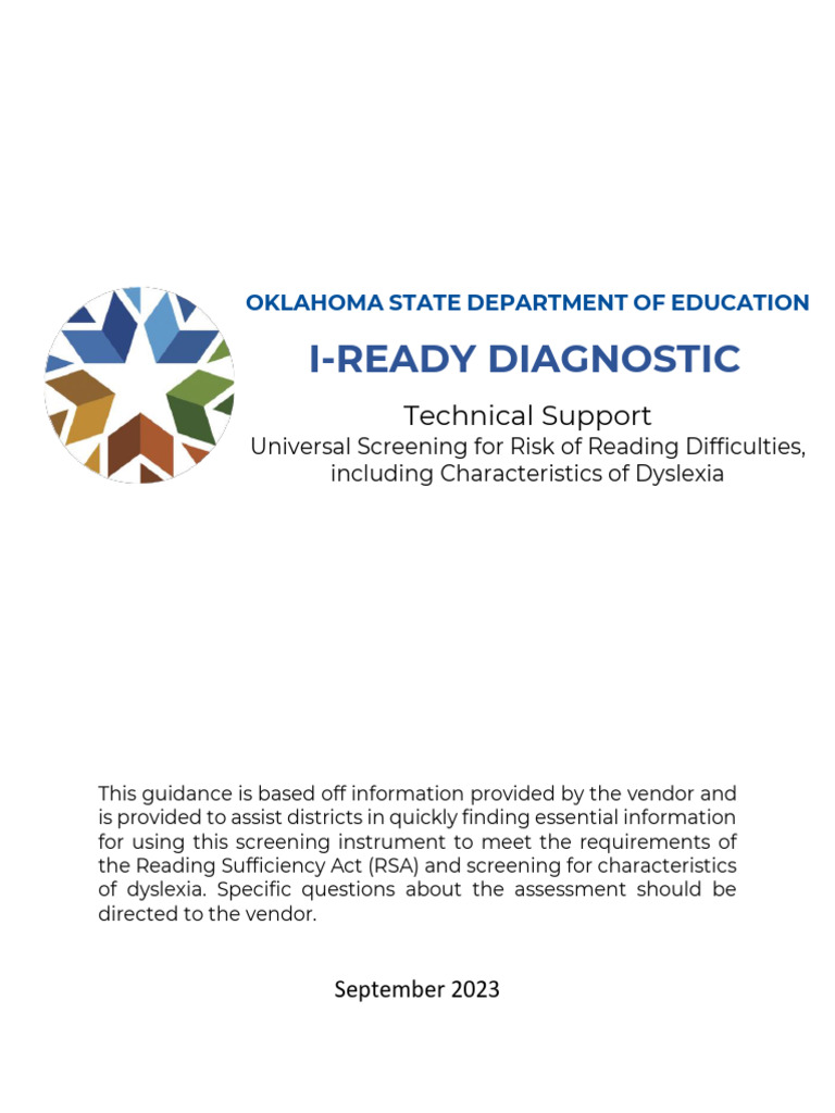 i-Ready Diagnostic Screening Guidance | PDF | Phonics | Career & Growth