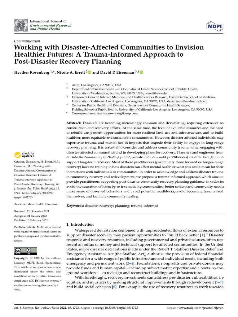 Working With Disaster-Affected Communities To Envision Healthier ...