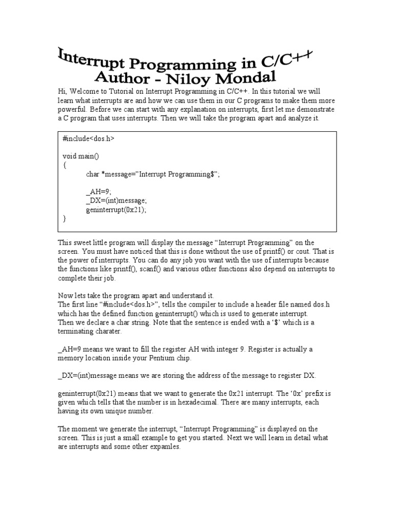 Interrupt Programming | PDF | Central Processing Unit | Computer ...