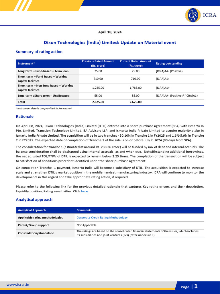 Dixon Technologies (India) Limited | PDF