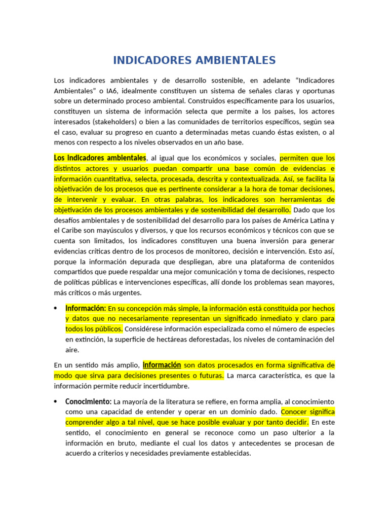 INDICADORES AMBIENTALES | PDF