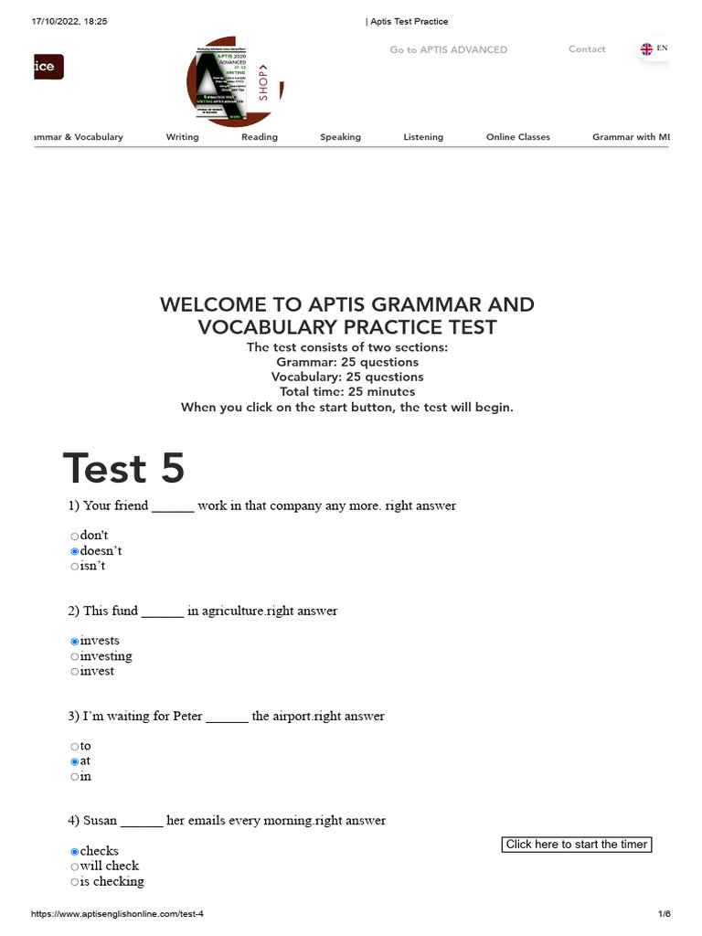 Aptis Test Practice | PDF