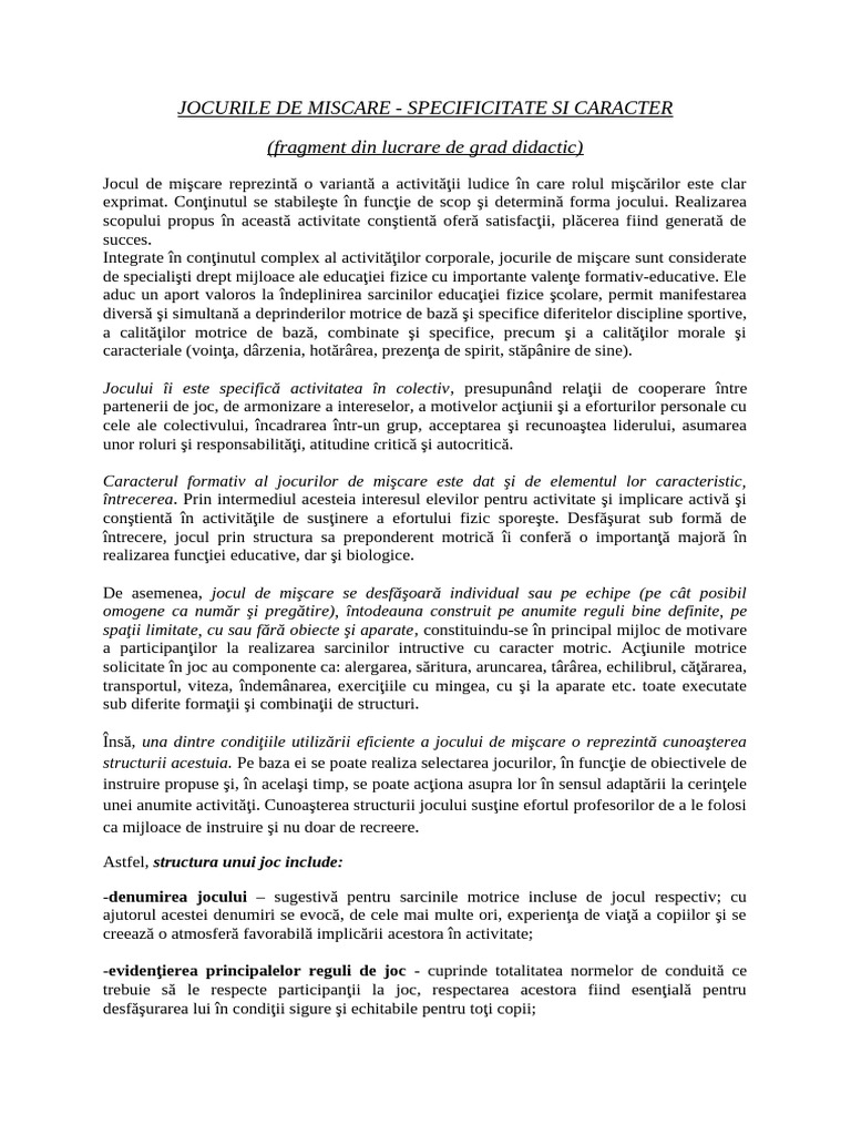 Jocurile de Miscare | PDF