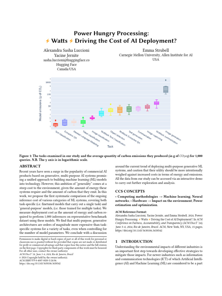 Power Hungry Processing: Watts Driving The Cost of AI Deployment? | PDF