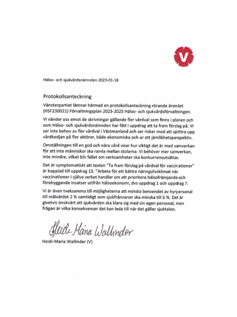 Bilaga 2 Protokollsanteckning V Förvaltningsplan 2023 | PDF