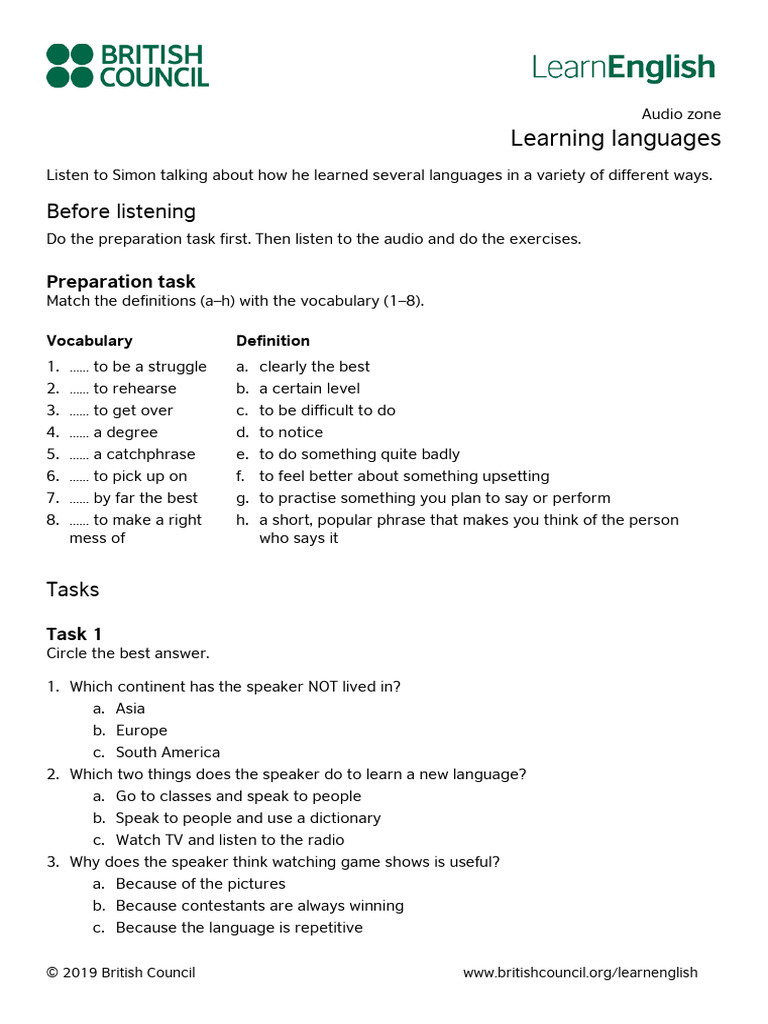 Learning-Languages B1C | PDF