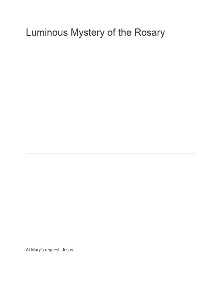 Luminous Mystery of the Rosary | PDF