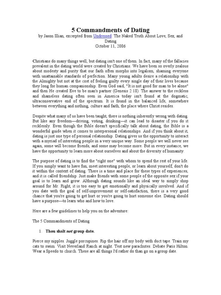 5 Commandments of Dating | PDF | Courtship | Friendship