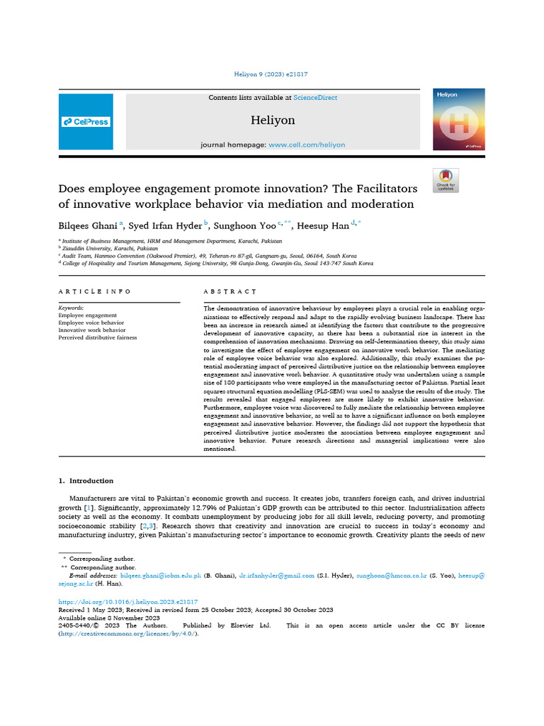 Employee engagement - Innovative behavior | PDF
