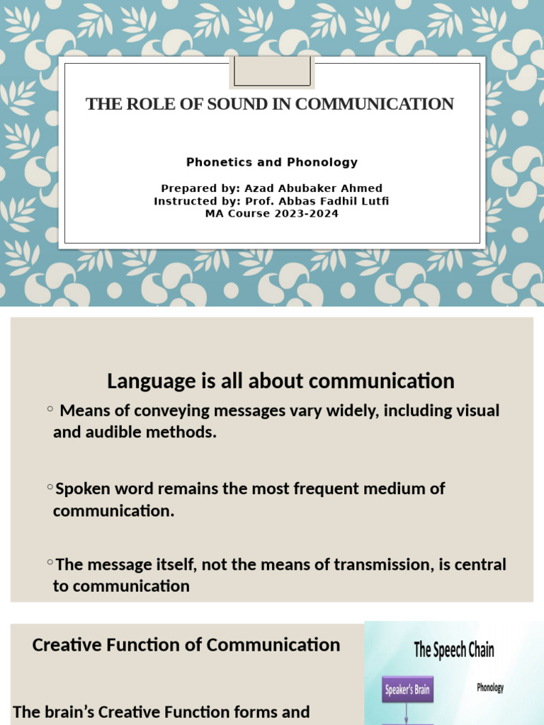 Week 3 The Role of Sound in Communication (Azad) .. | PDF | Phonetics ...