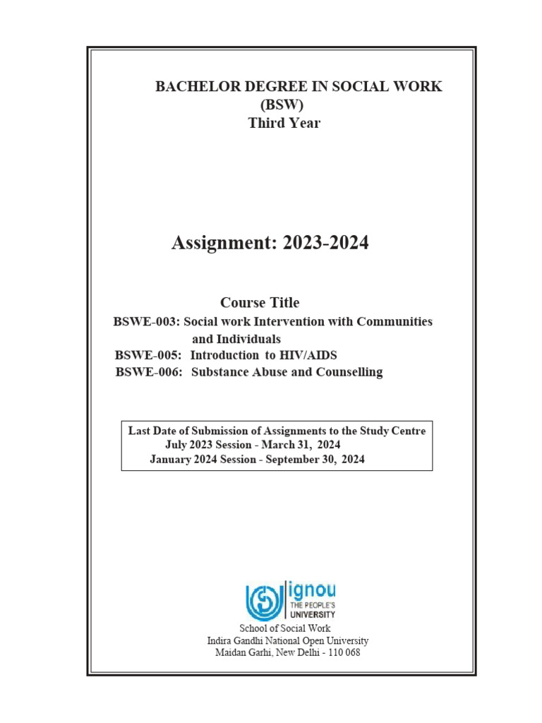 BSW 3rd Yr Eng 2023 | PDF