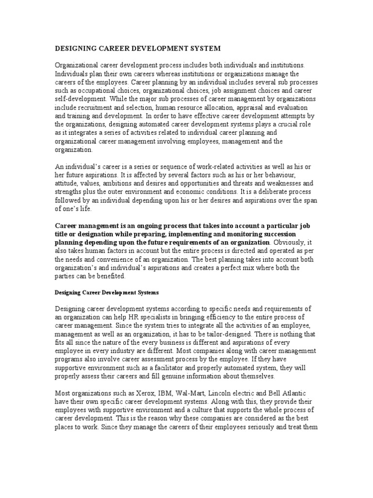 Designing Effective Career Development Systems | PDF | Strategic ...