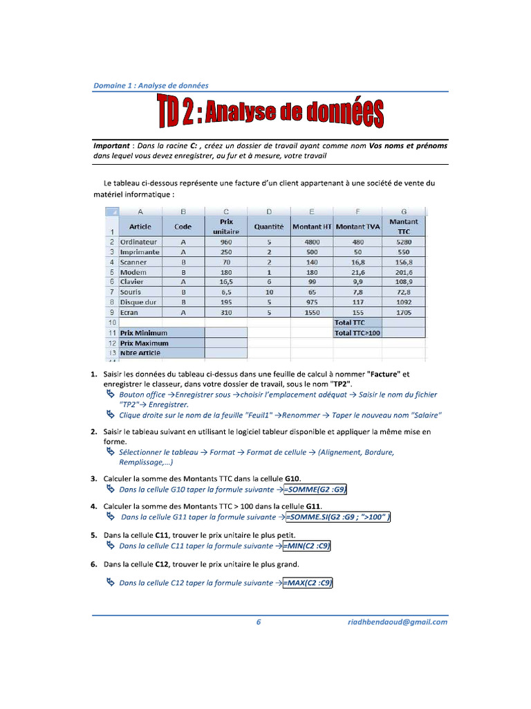 TD2 Analyse de Données | PDF