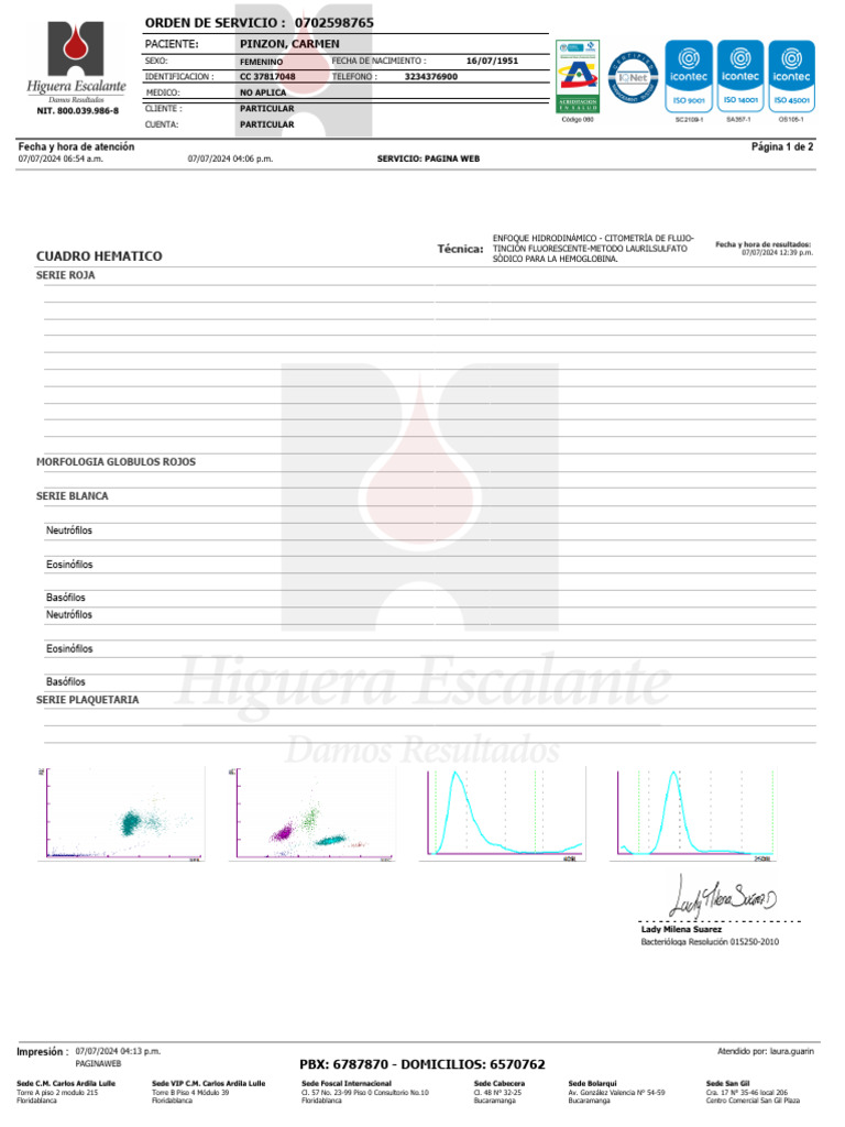 Hematologia: Cuadro Hematico | PDF