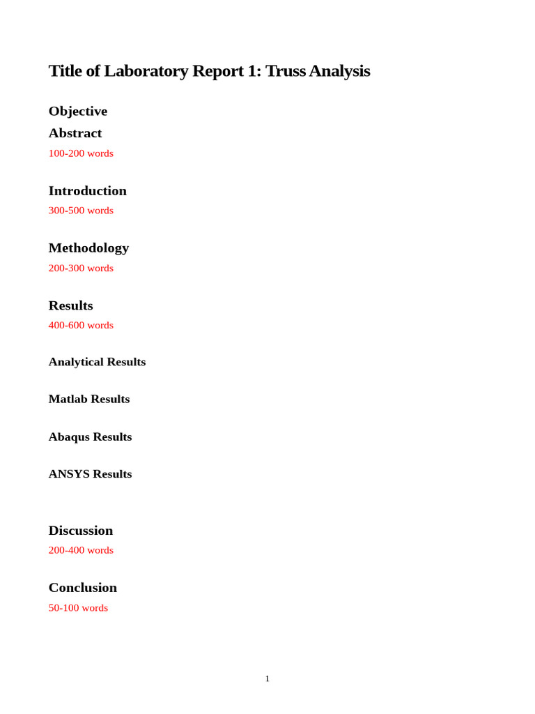 FEA Laboratory Report 1 Brief | PDF