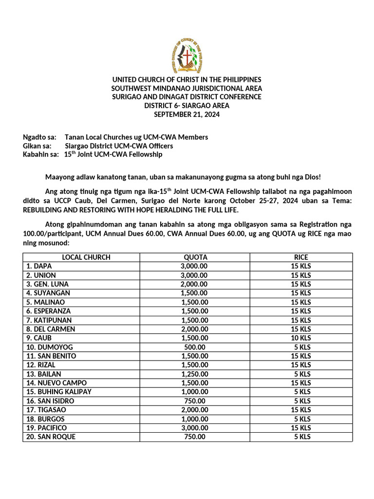 CWA-UCM Circular | PDF