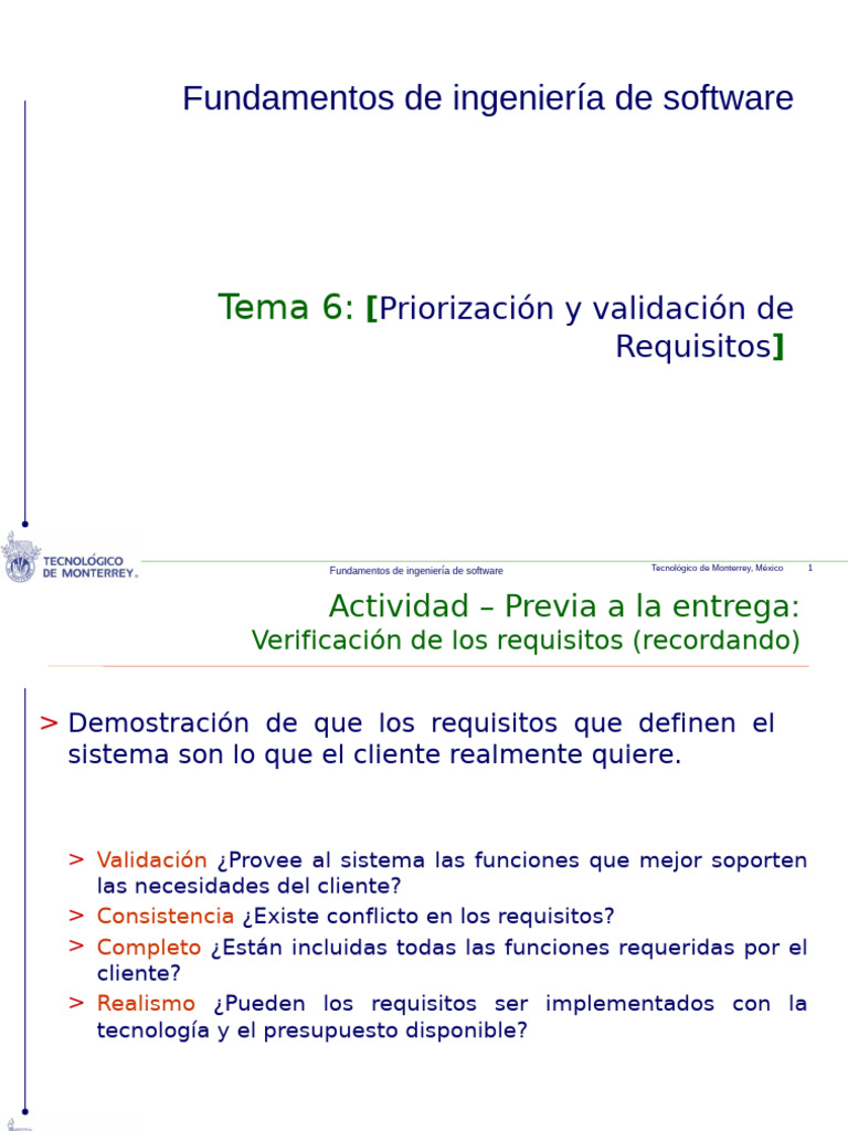 Tema6 Priorizacion Validacion Requisitos | PDF