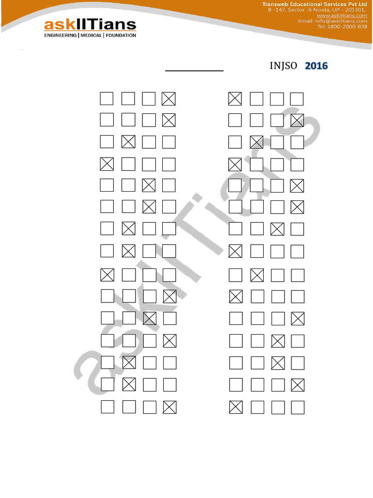 Indian National Junior Science Olympiad 2016 Solutions | PDF